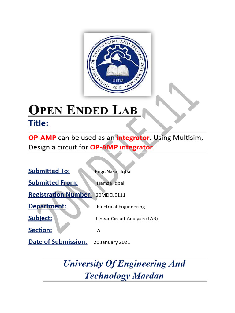 LCA Open Ended Lab 20MDELE111 | PDF | Technology & Engineering
