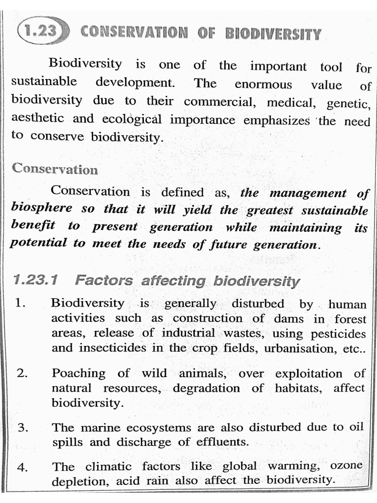 Conservation of Biodiversity | PDF