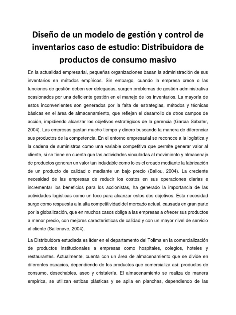 Modelo Gestion de Inventario | PDF | Logística | Cadena de suministro