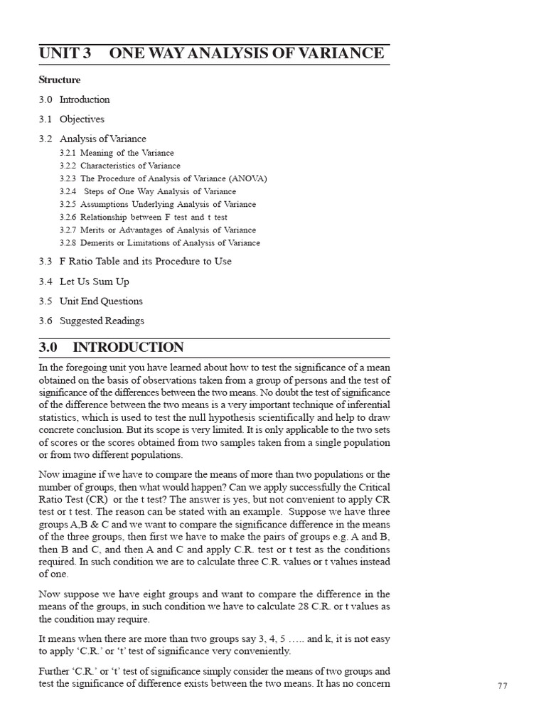 Unit-3 ANOVA STATS | PDF | Analysis Of Variance | Variance
