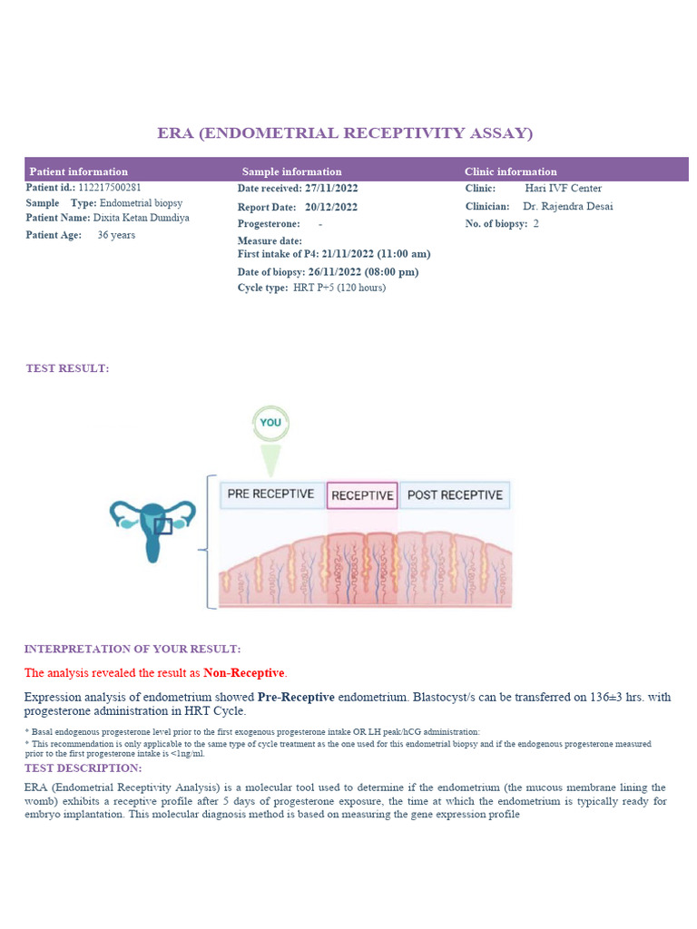 ERA Sample Report | PDF | Reproductive System | Endocrine System