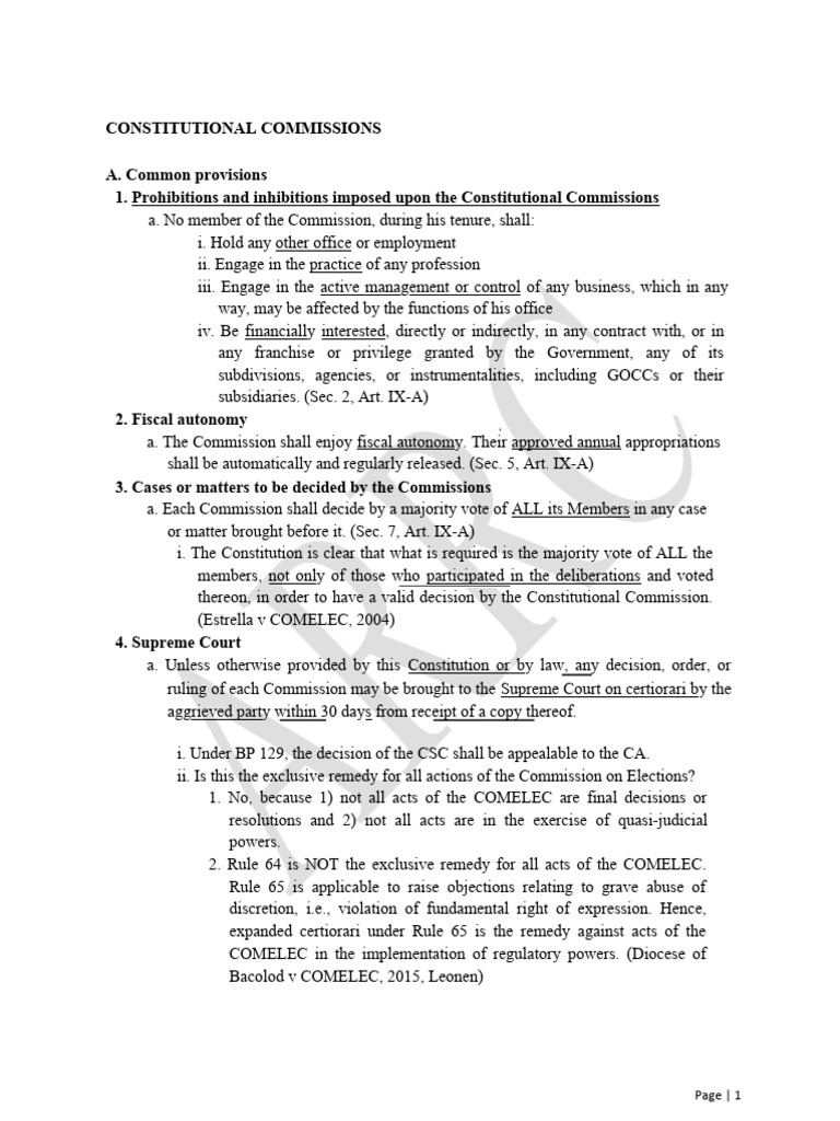 Constitutional Commissions | PDF | Commission On Elections (Philippines ...