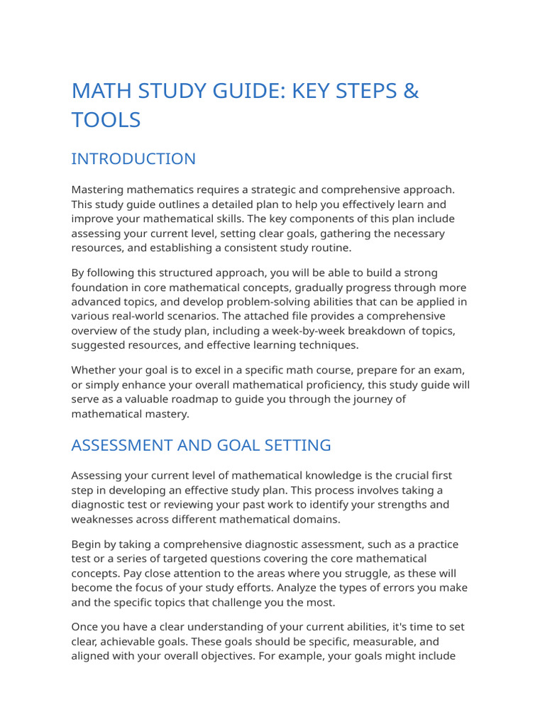 Math Study Guide - Key Steps & Tools | PDF | Trigonometric Functions | Trigonometry