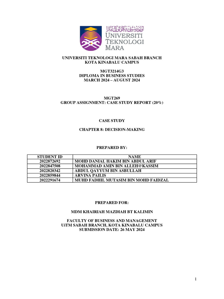 Case Study Full | PDF | Decision Making | Group Decision Making