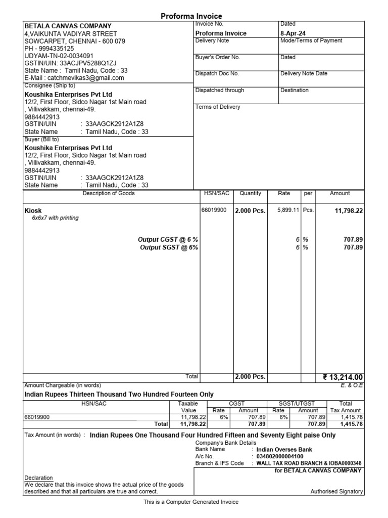 Proforma Invoice | PDF | Invoice | Payments