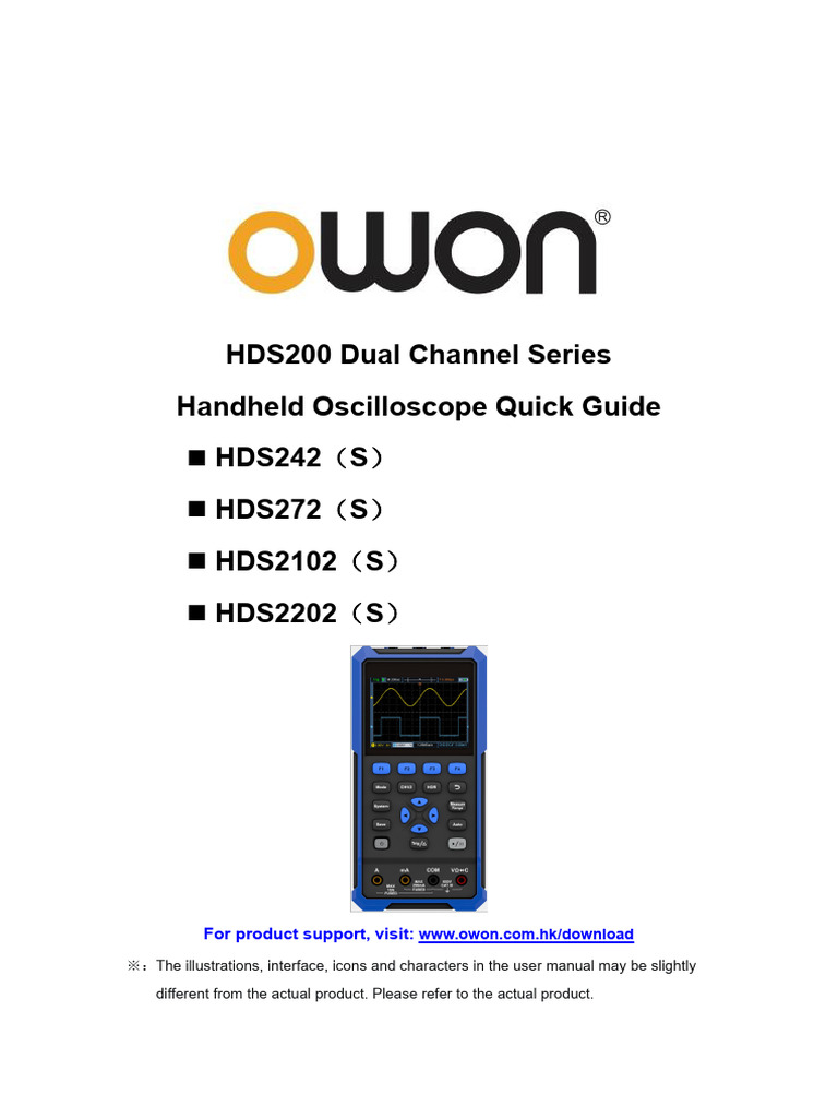 HDS200 Series Oscilloscope Quick Guide | PDF | Usb | Power Supply