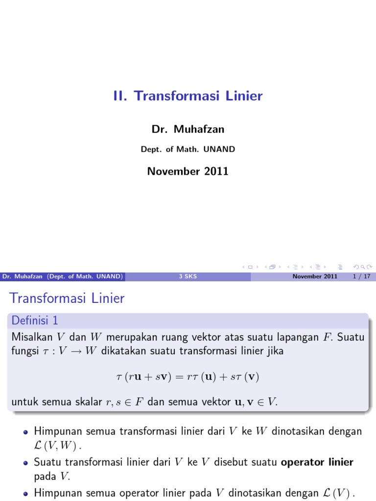 II. Transformasi Linier | PDF | Seni & Disiplin Bahasa | Metode & Bahan ...