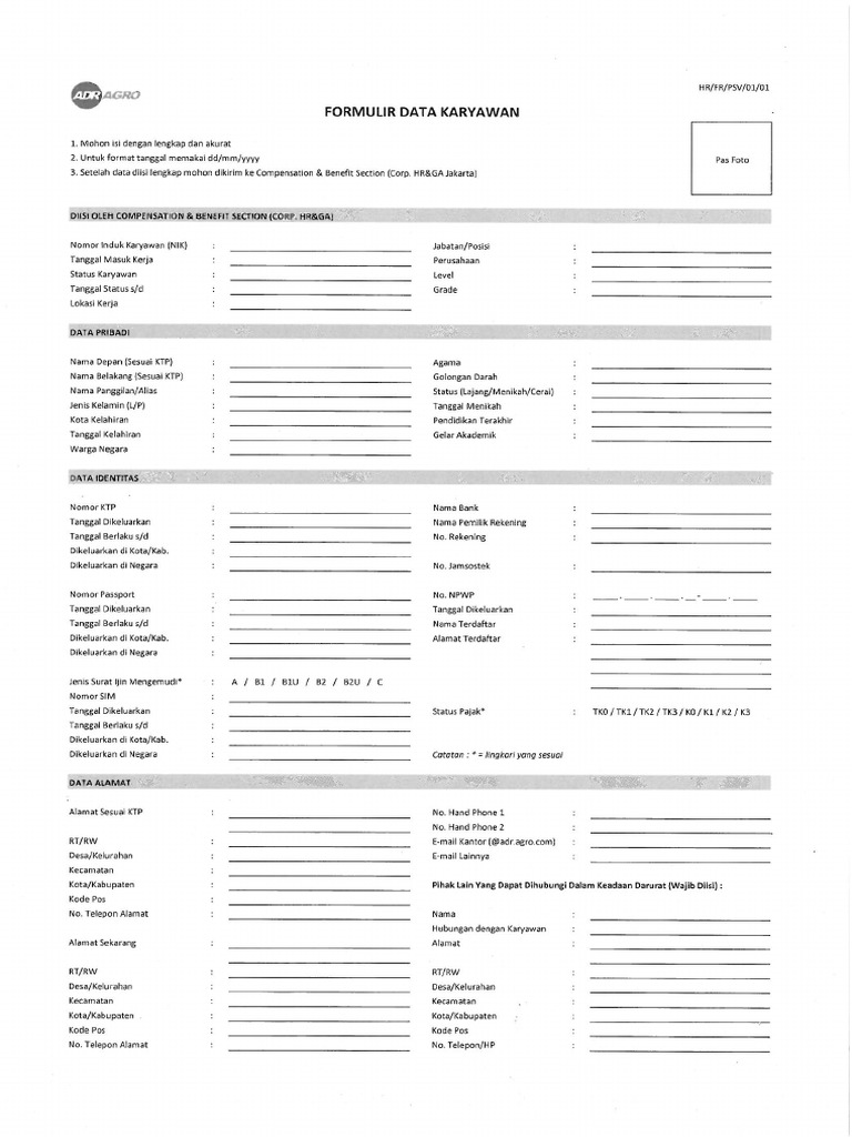 Scan Form Data Karyawan (New) | PDF