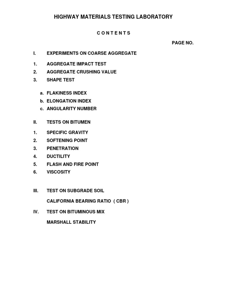 HIGHWAY LAB Manual | PDF | Materials