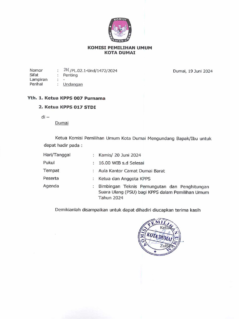 Undangan Bimtek KPPS | PDF