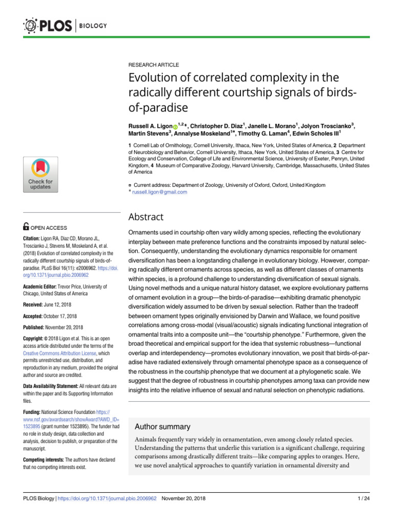 Evolution of Correlated Complexity in The Radically Different Courtship ...