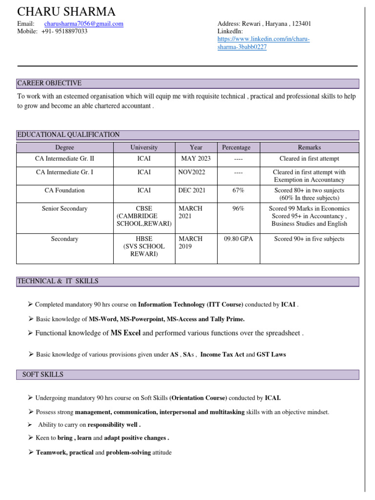 Charu Resume 1 | PDF