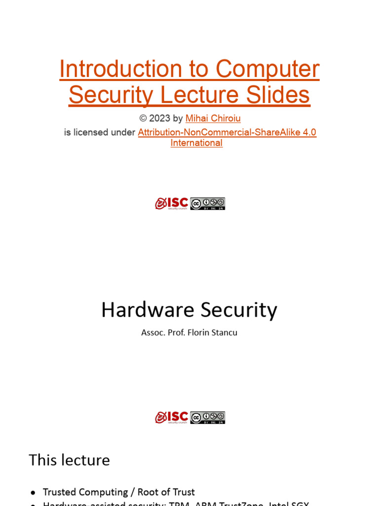 ISC - Curs 03 - Hardware - Security | PDF | Trusted Computing | Security Technology