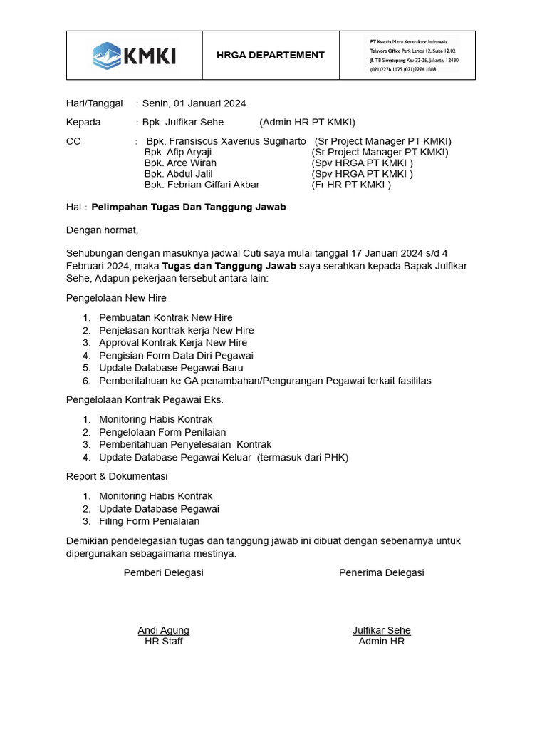 Job Pending HRGA DEPARTEMENT | PDF