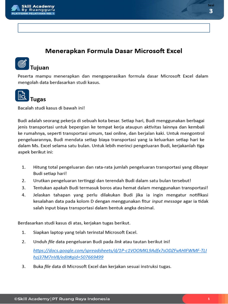 Latihan Formula Dasar Excel | PDF | Komputer