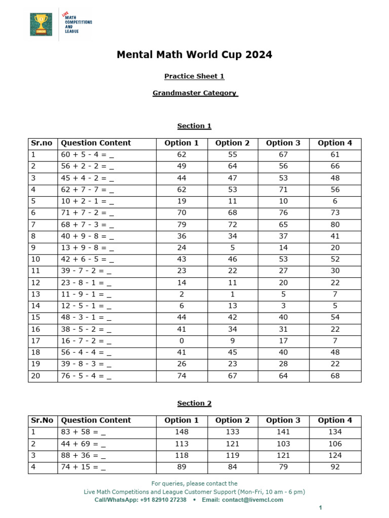 8-Grandmaster Practice Sheet 1-MMWC 2024 | PDF | Business Process ...