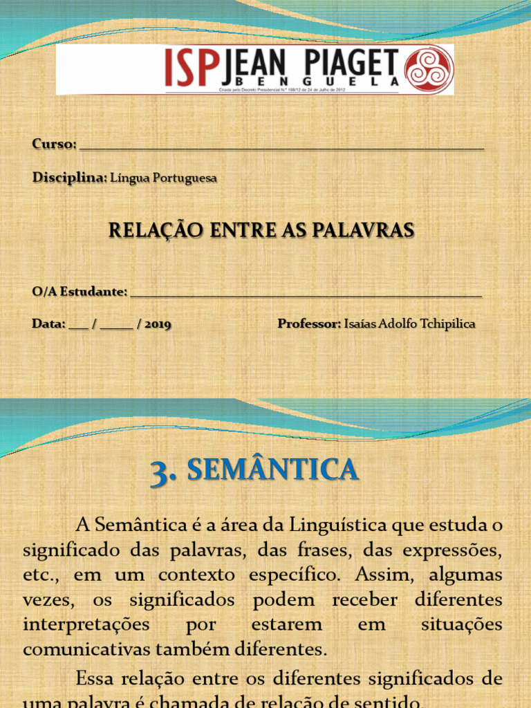 Relação de Sentido e Forma Entre As Palavras | PDF | Portugal | Linguística