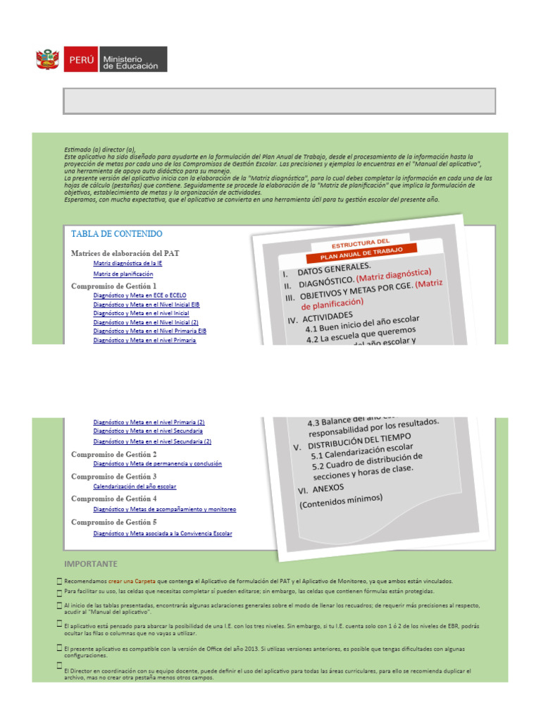 Aplicativo para Formulación del PAT | PDF | Educación primaria ...