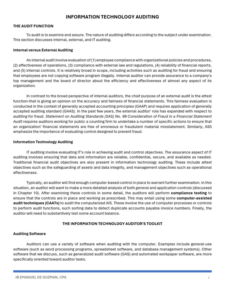 Information Technology Auditing - Chapter 12 | PDF | Audit | Internal Audit