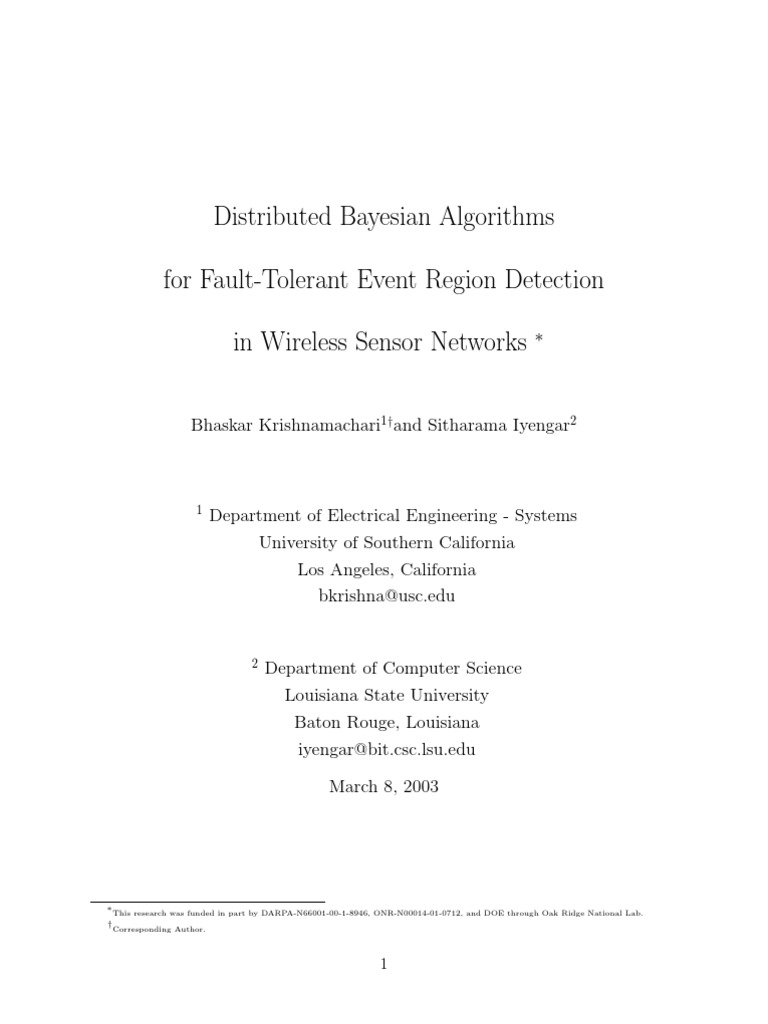 Distributed Bayesian Algorithms For Fault Tolerant Event Region Detection In Wireless Sensor