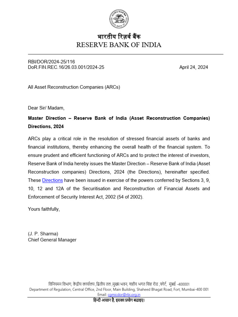 Rbi Master Direction | PDF | Mergers And Acquisitions | Equity (Finance)