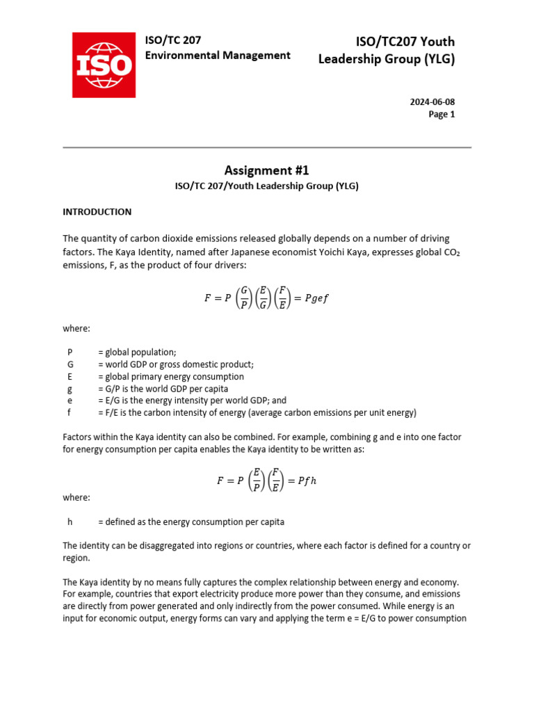 ISO TC207 Youth Leadership Group Assignment 1 - 9june2024 | PDF | Gross ...
