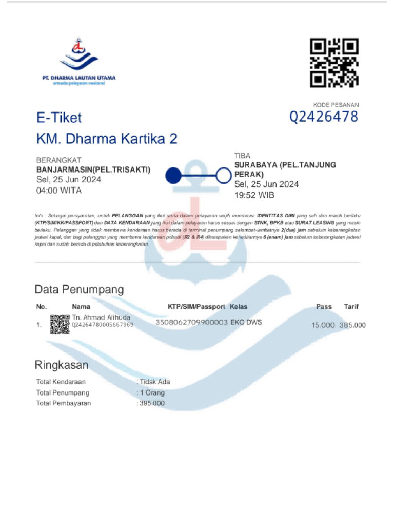 E Tiket Darmaulautan | PDF