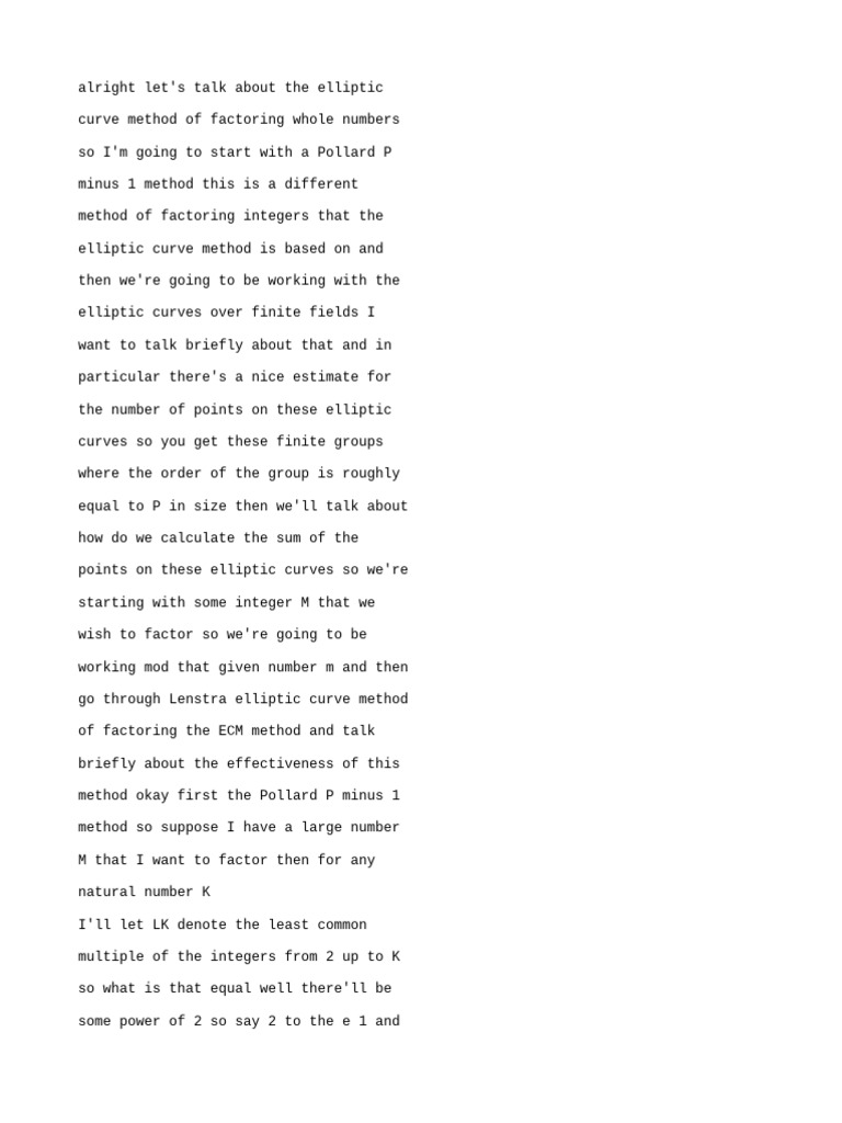 Elliptic Curve Method for Factoring | PDF | Discrete Mathematics ...