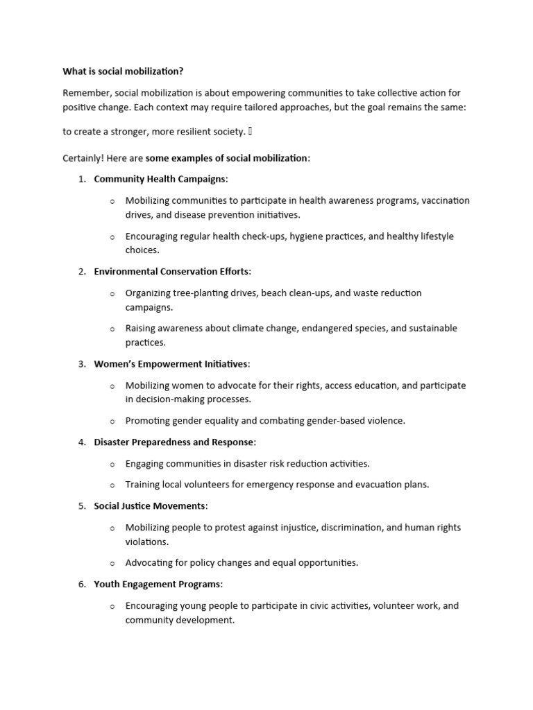 What is social mobilization | PDF | Empowerment | Advocacy