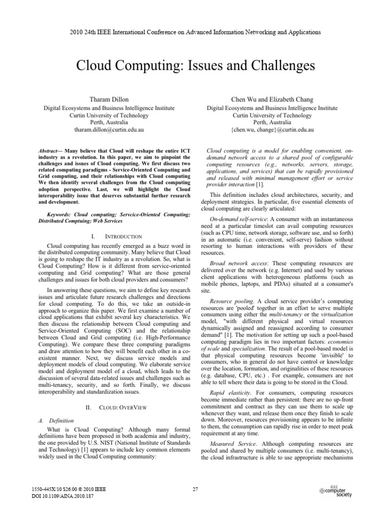 Cloud Computing Issues and Challenges | PDF | Cloud Computing | Software As A Service