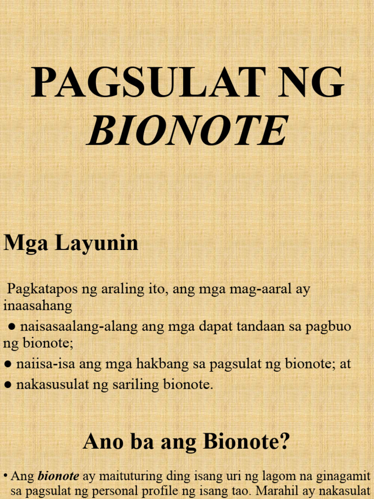 Pagsulat NG Bionote | PDF