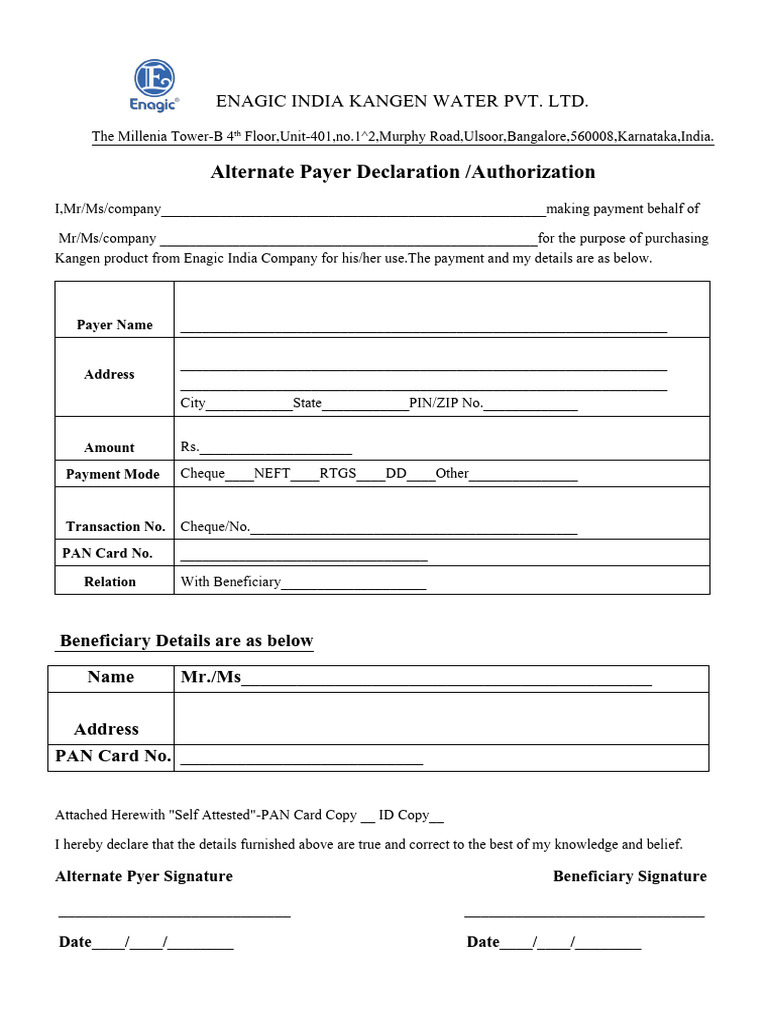 10 Alternate Payer Declaration Authorization | PDF