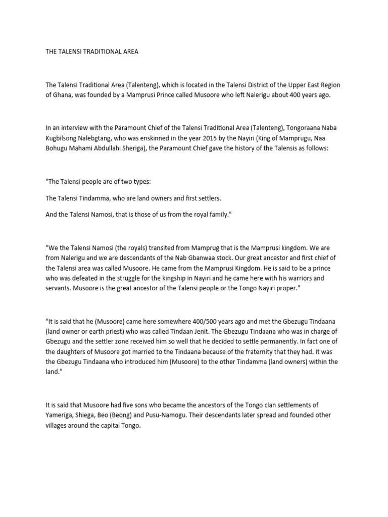 THE TALENSI TRA-WPS Office | PDF | Ghana