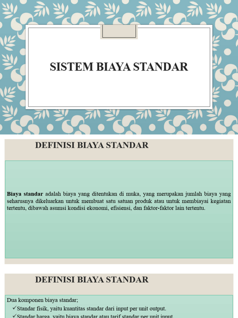Kelas A Akuntansi Sistem Biaya Standar Bagian 1 | PDF | Metode & Bahan ...