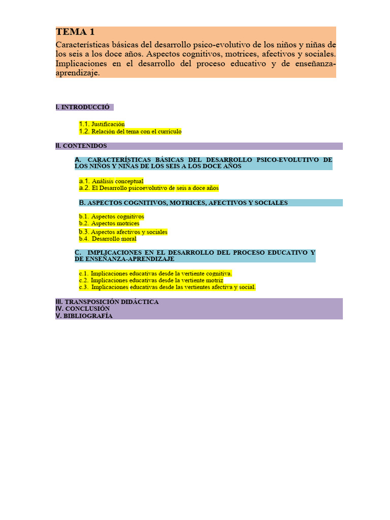 TEMA 1. Desarrollo Psicoevolutivo | PDF | Aprendizaje | Pensamiento