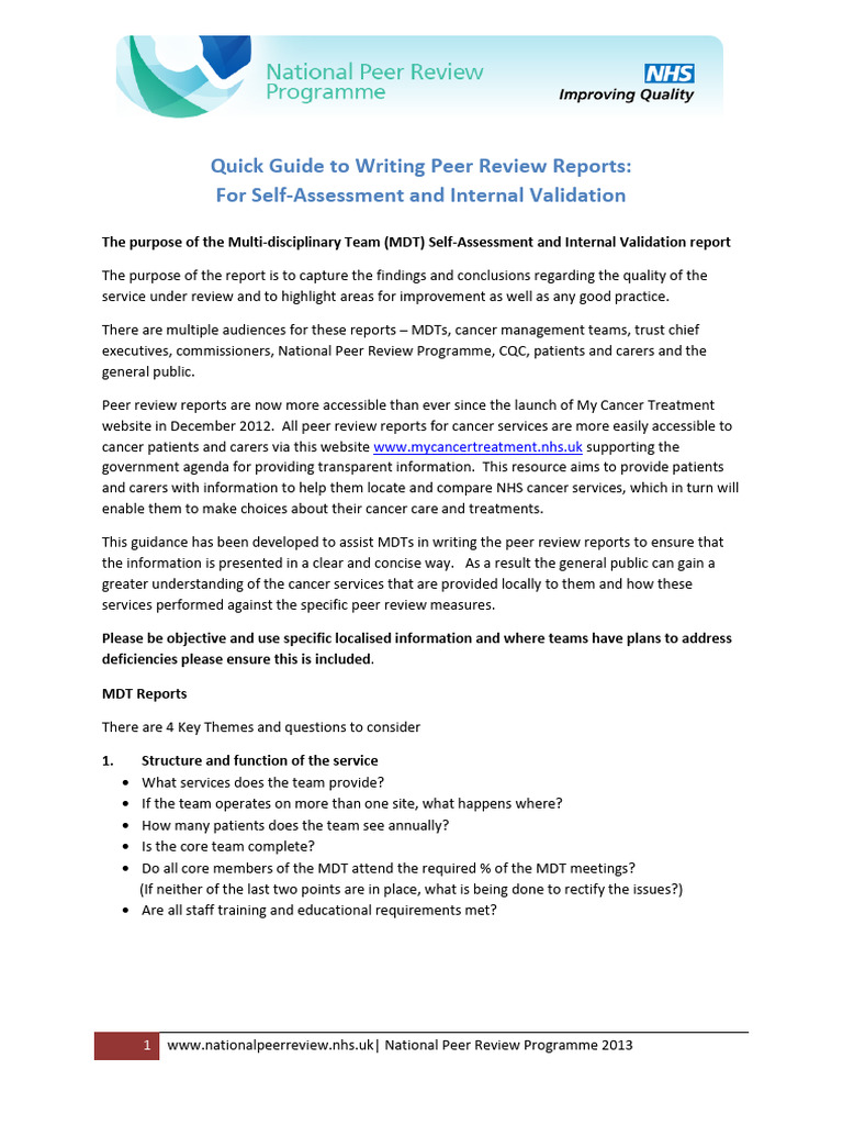 Guide To Writing Peer Review Reports 2013 | PDF | Caregiver | Peer Review