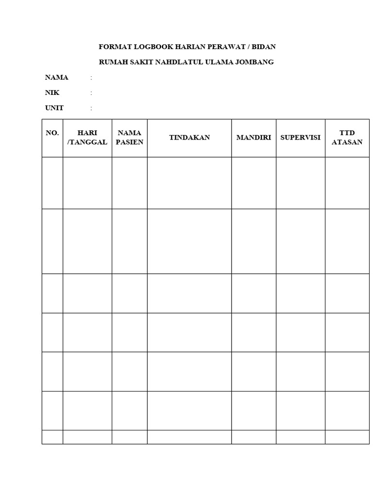 Contoh Log Book Harian | PDF