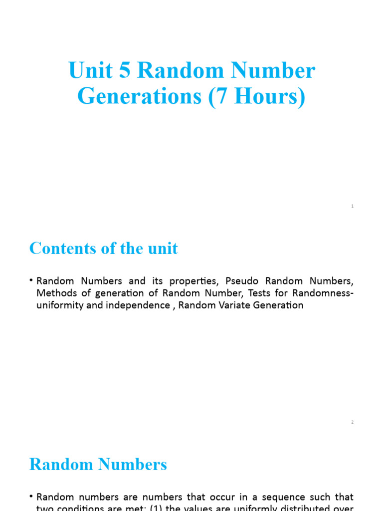 Random Numbers | Download Free PDF | Chi Squared Test | Probability ...