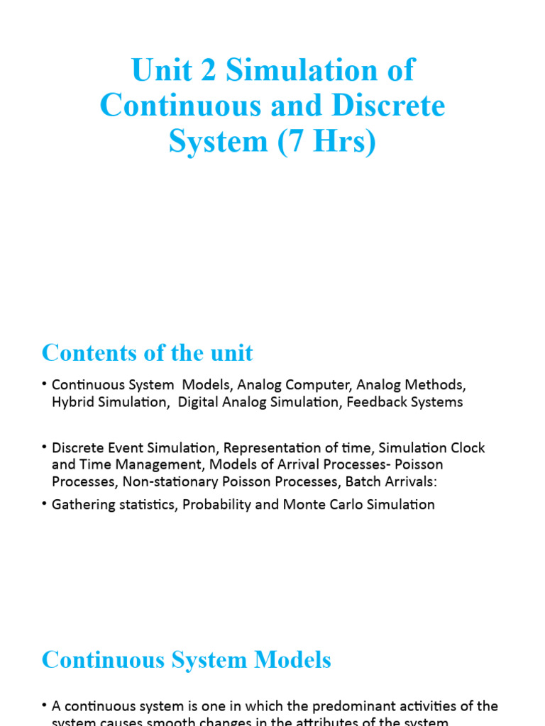 Simulation of Continuous and Discrete System | PDF | Differential ...