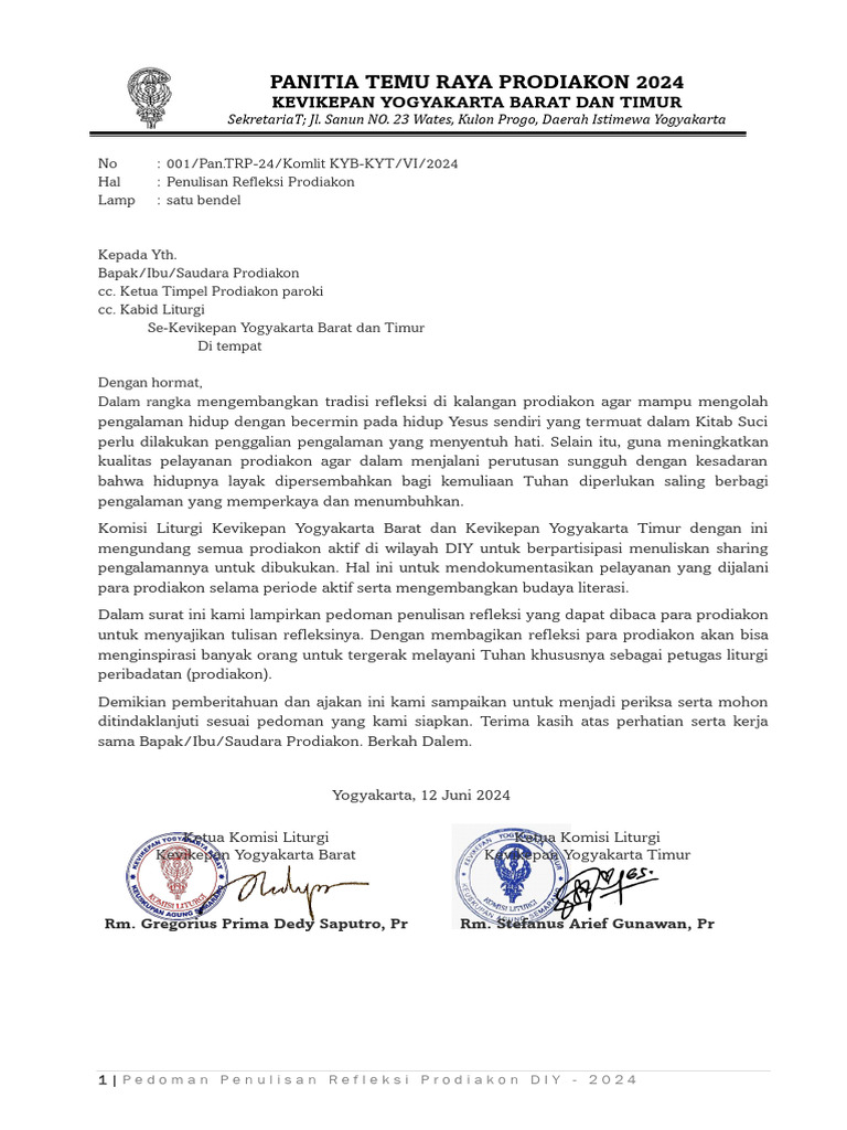 Pedoman Penulisan Refleksi Prodiakon 2024 | PDF | Karier & Perkembangan ...