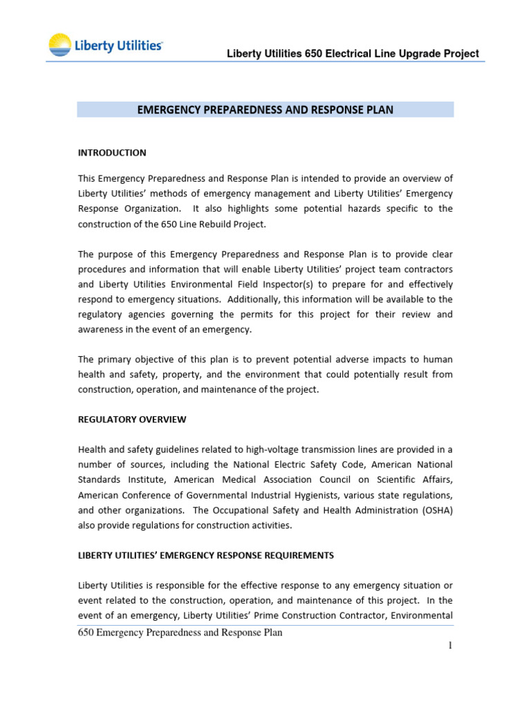 APM TRAN - 1 - UTL - 1 - Emergency Preparedness and Response Plan | PDF | Emergency | Emergency ...