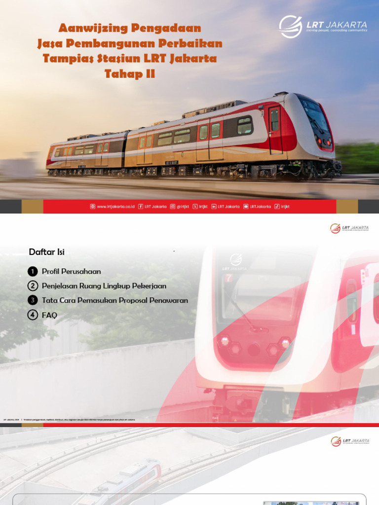 Aanwijzing Pengadaan Jasa Pembangunan Perbaikan Tampias Stasiun LRT Jakarta | PDF