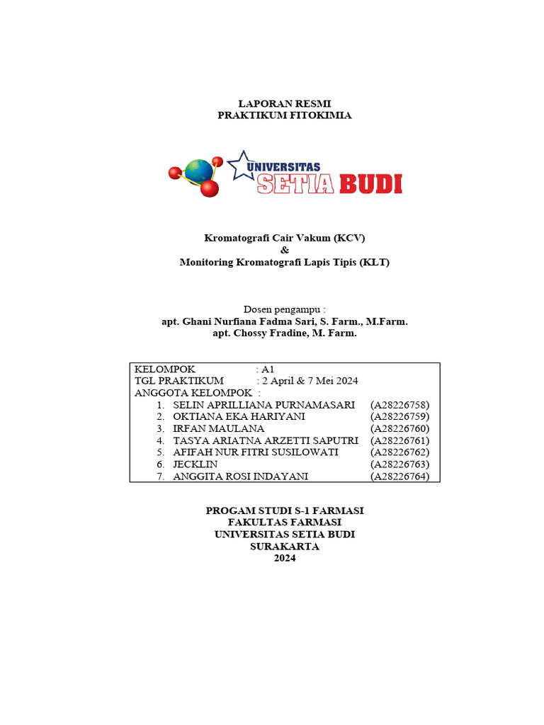 Laporak Fitokimia KCV & KLT | PDF | Teknologi & Rekayasa