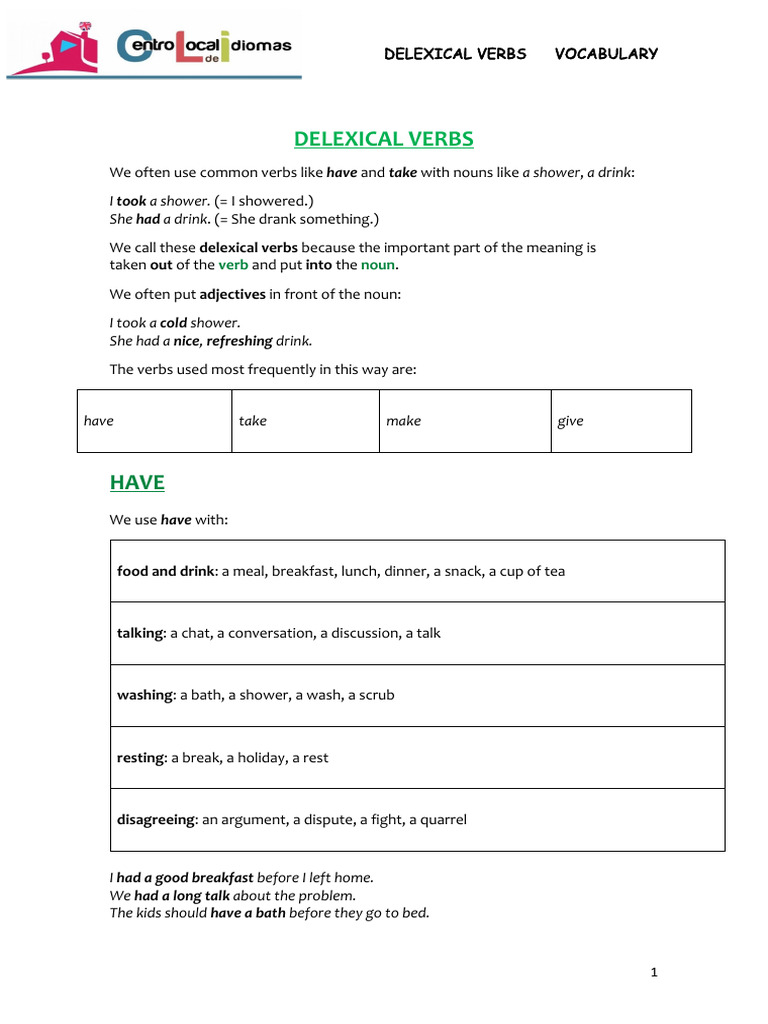 Delexical Verbs | PDF | Verb | Linguistics