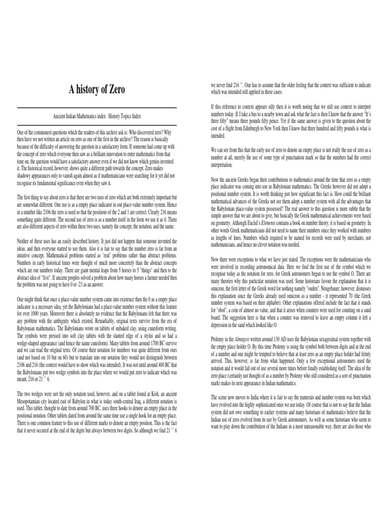 zero | PDF | Numbers | Mathematics