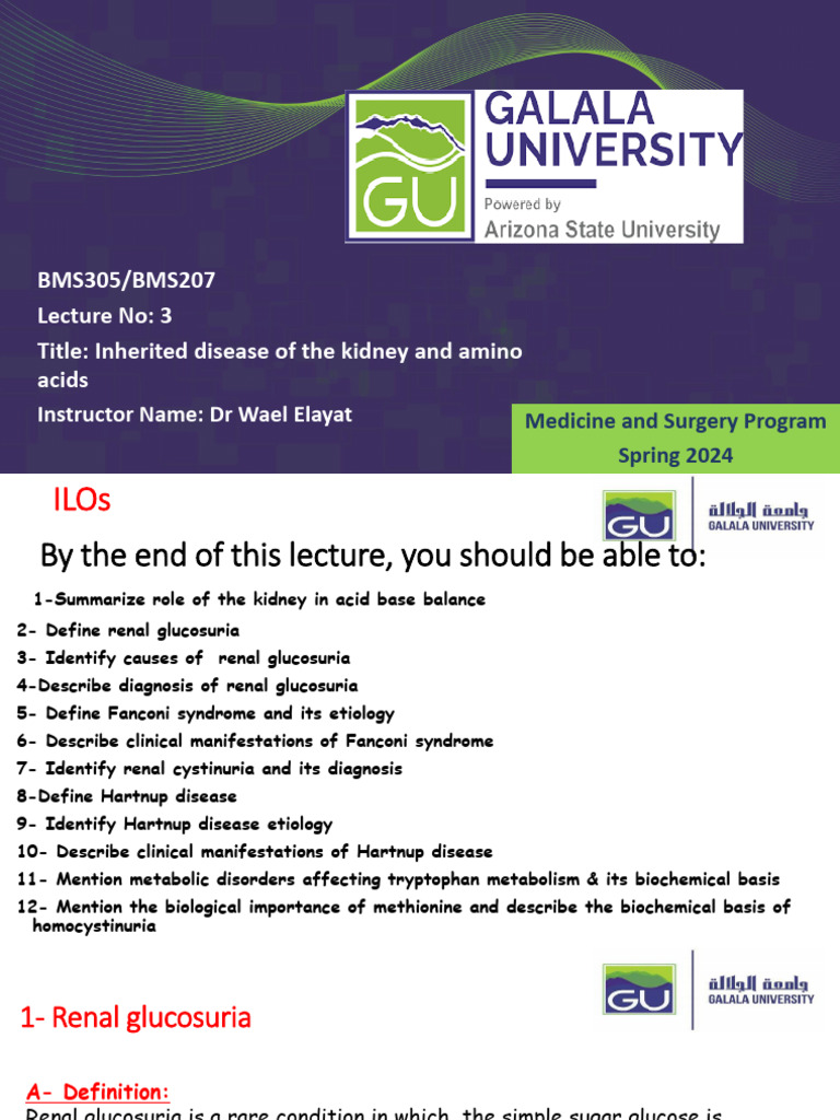 47 - BMS305 - Biochemistry - Inherited Diseas of The Kidney and Amino ...
