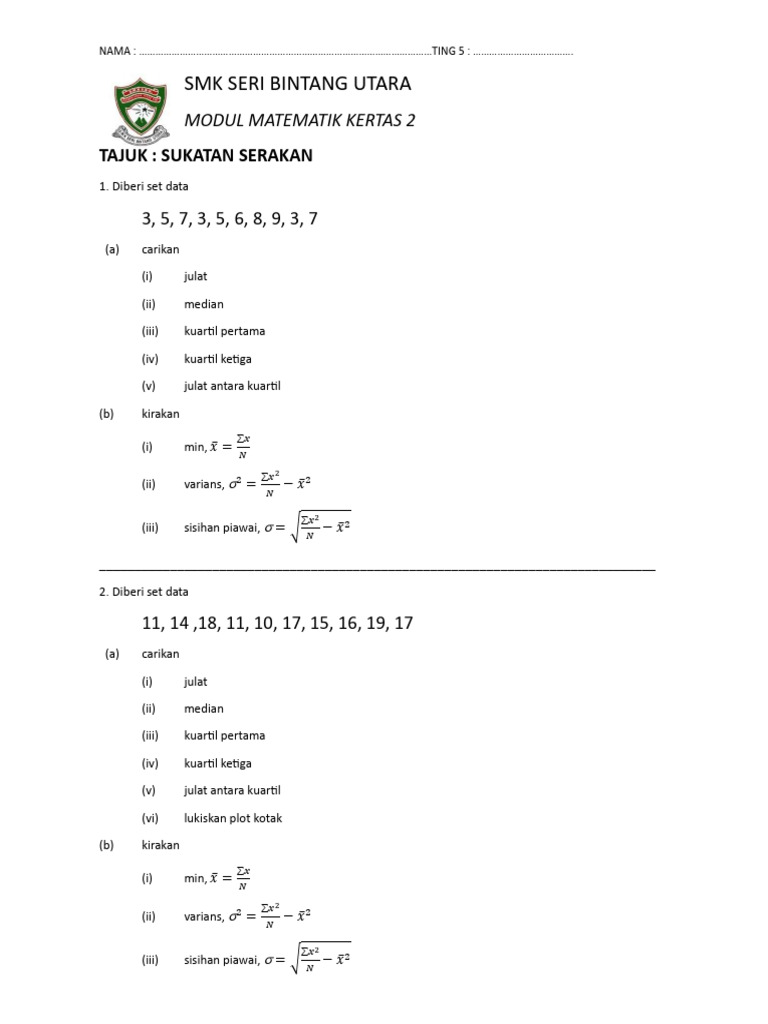 Sukatan Serakan | PDF