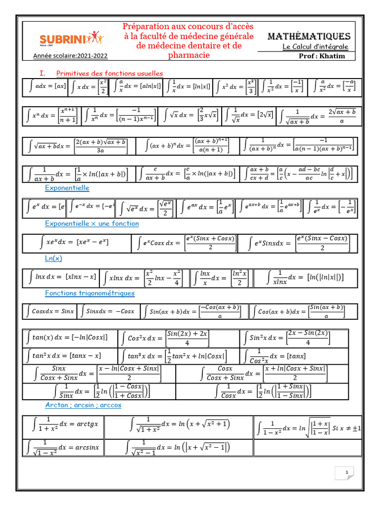 Integrales Astuces Concours Ok | PDF | Intégral | Calcul