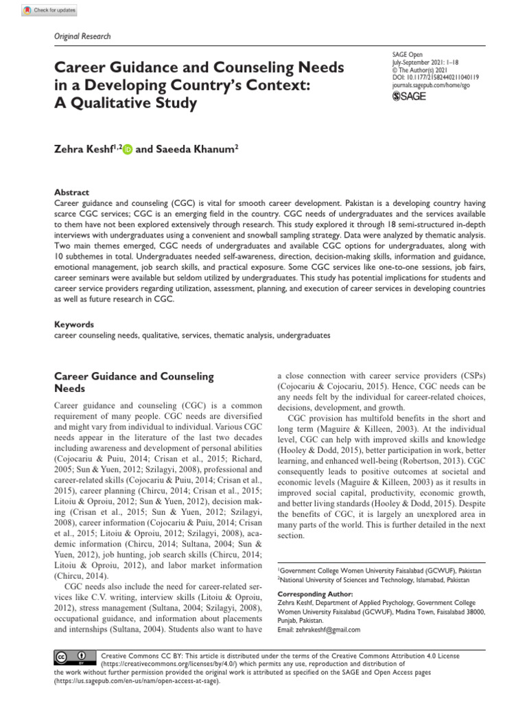 Career Guidance and Counseling Needs | PDF