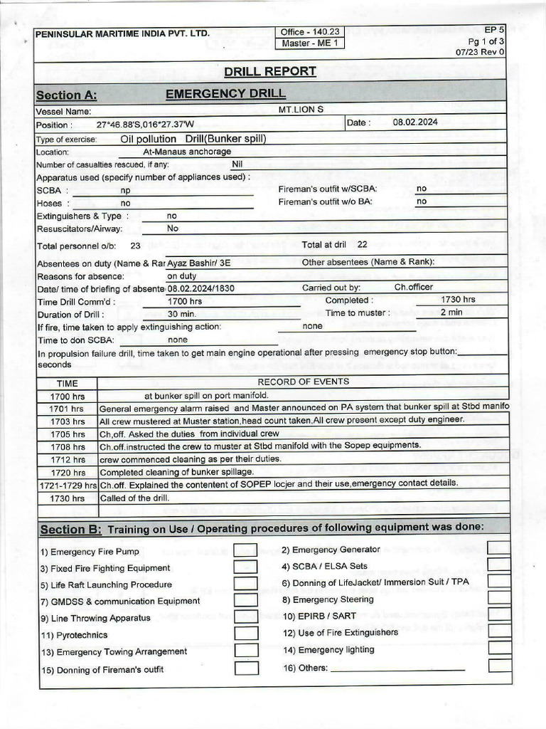 Drill Report 08 Feb 2024 - 0001 | PDF